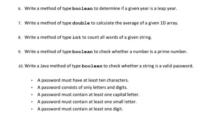 Solved 6. Write a method of type boolean to determine if a | Chegg.com