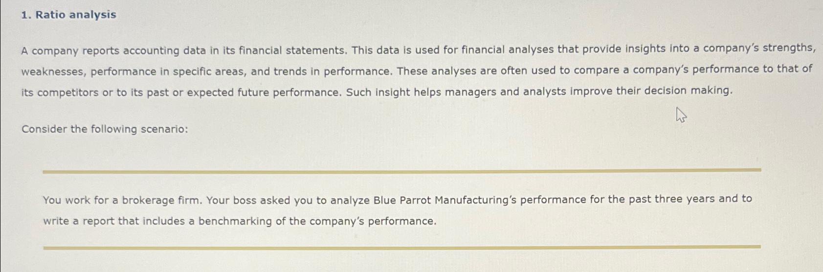 Solved Ratio analysisA company reports accounting data in | Chegg.com