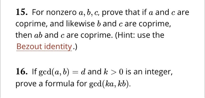 Solved 15. For nonzero a, b, c, prove that if a and care | Chegg.com