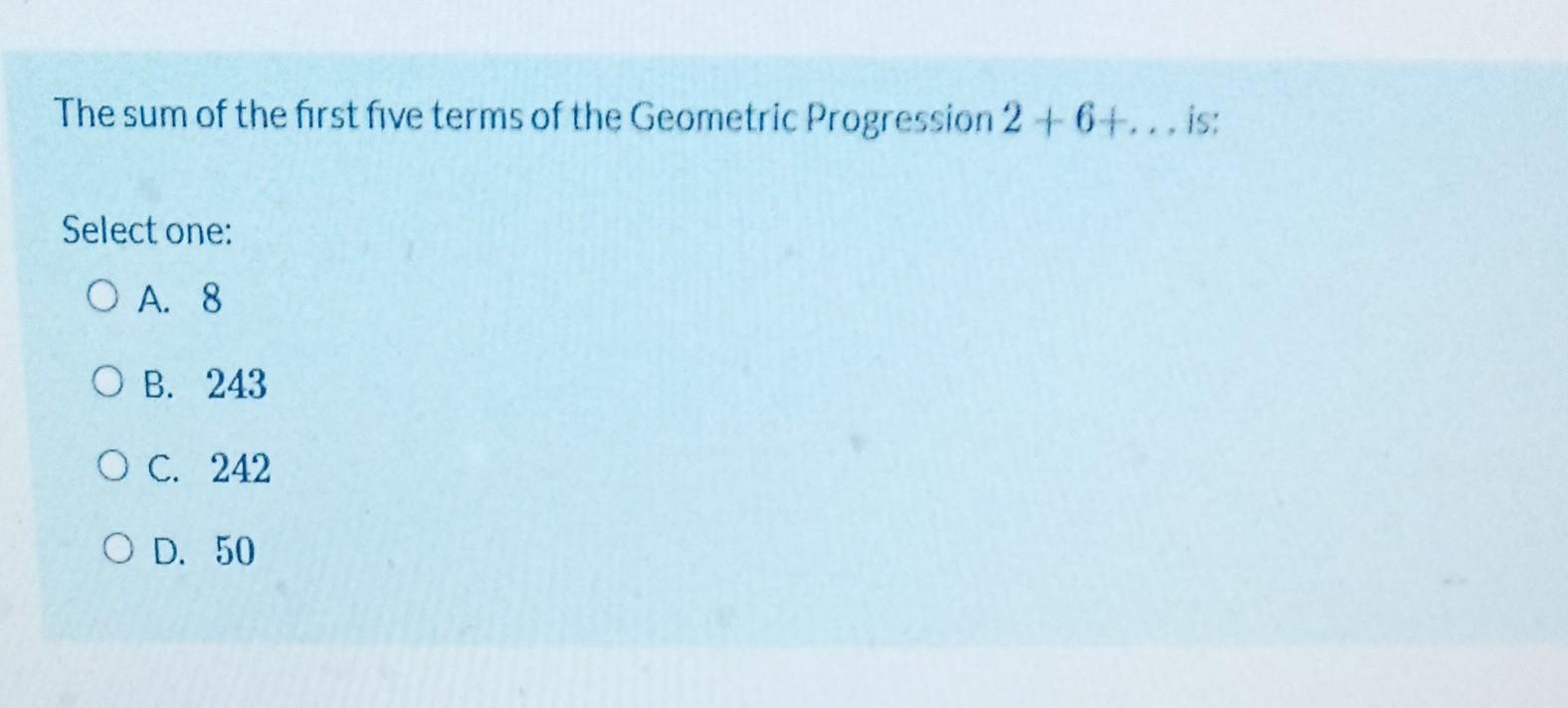 Solved The sum of the first five terms of the Geometric | Chegg.com