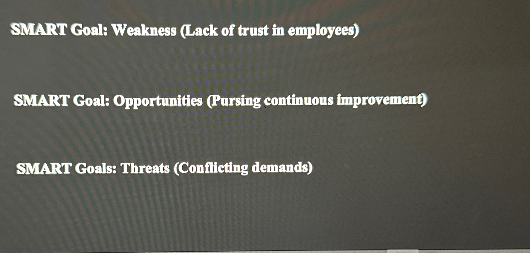 Solved SMART Goal: Weakness (Lack of trust in | Chegg.com