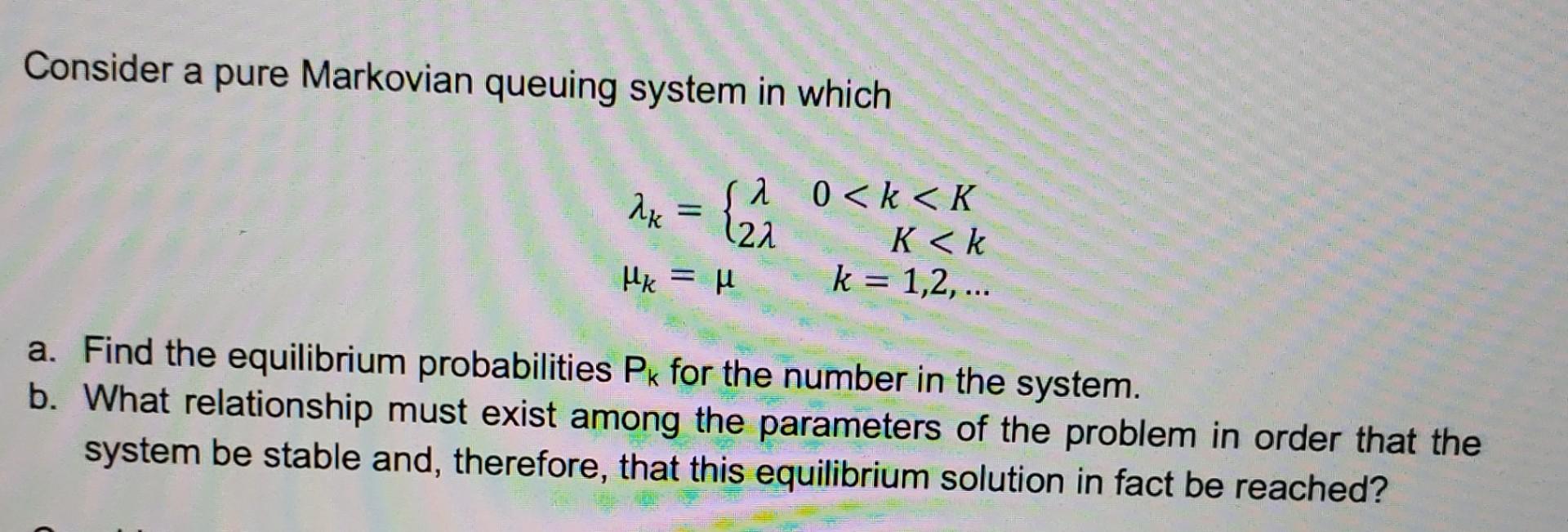 Solved Consider a pure Markovian queuing system in which | Chegg.com