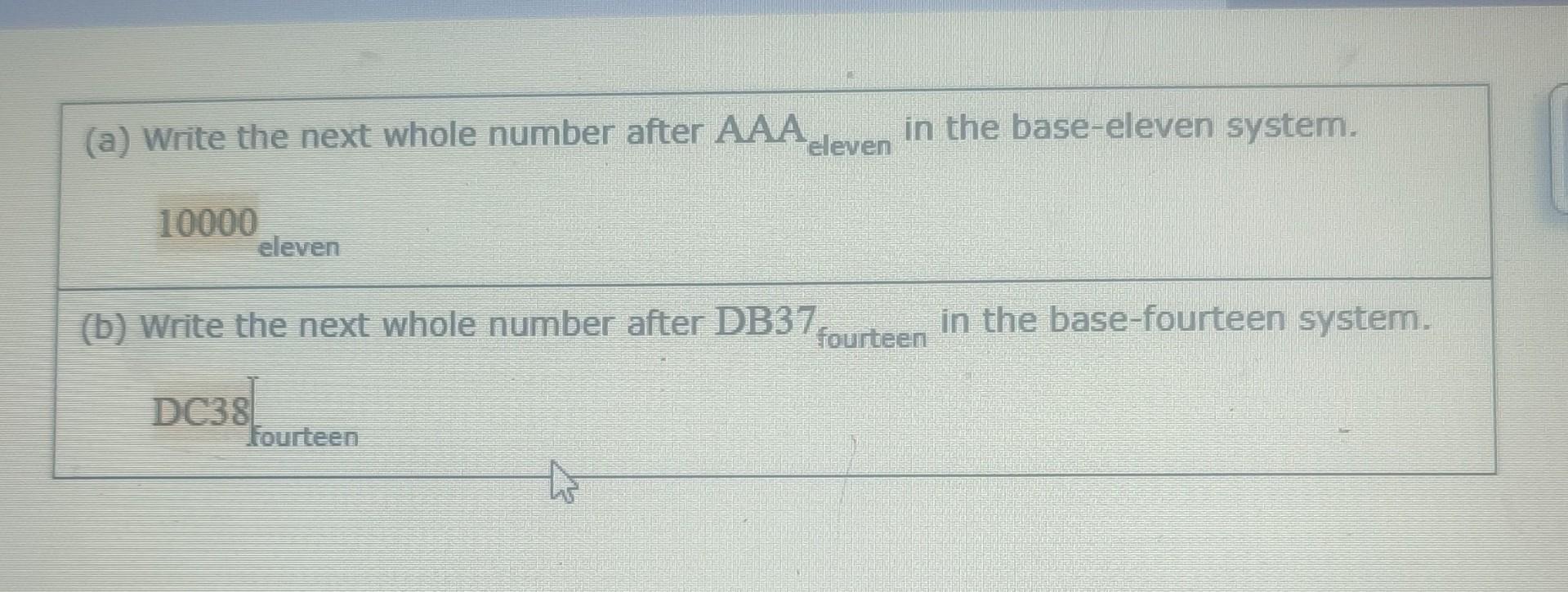 Solved (a) Write the next whole number after AAAeleven in | Chegg.com