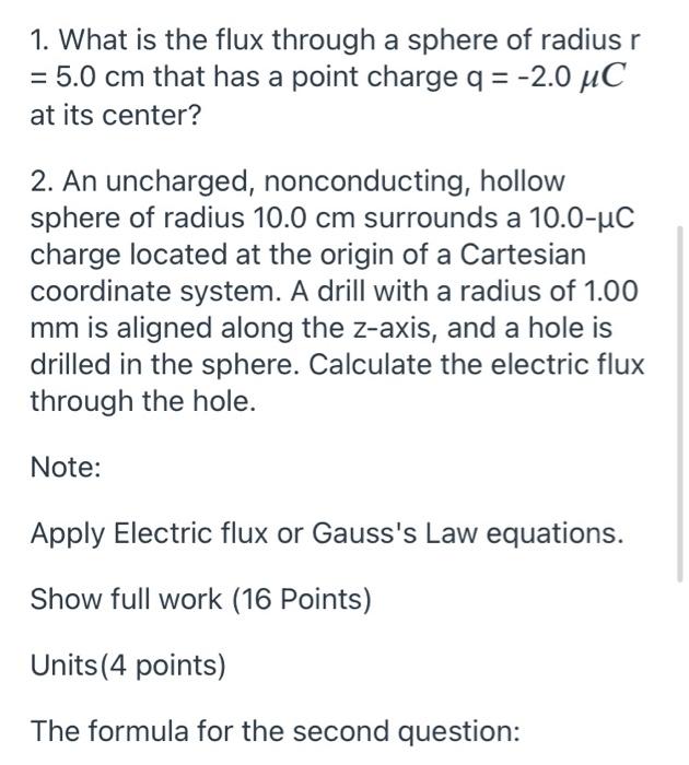 Solved 1. What is the flux through a sphere of radius r = | Chegg.com