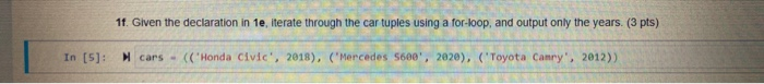 Solved 11. Given the declaration in 1e, iterate through the | Chegg.com