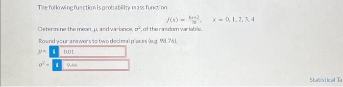 Solved The following function is probability mass function. | Chegg.com