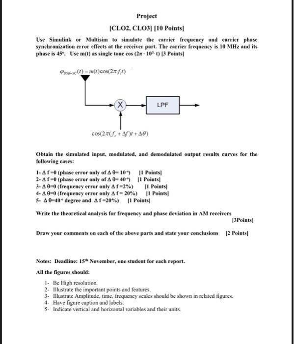 Solved Use Simulink or Multisim to simulate the carrier | Chegg.com