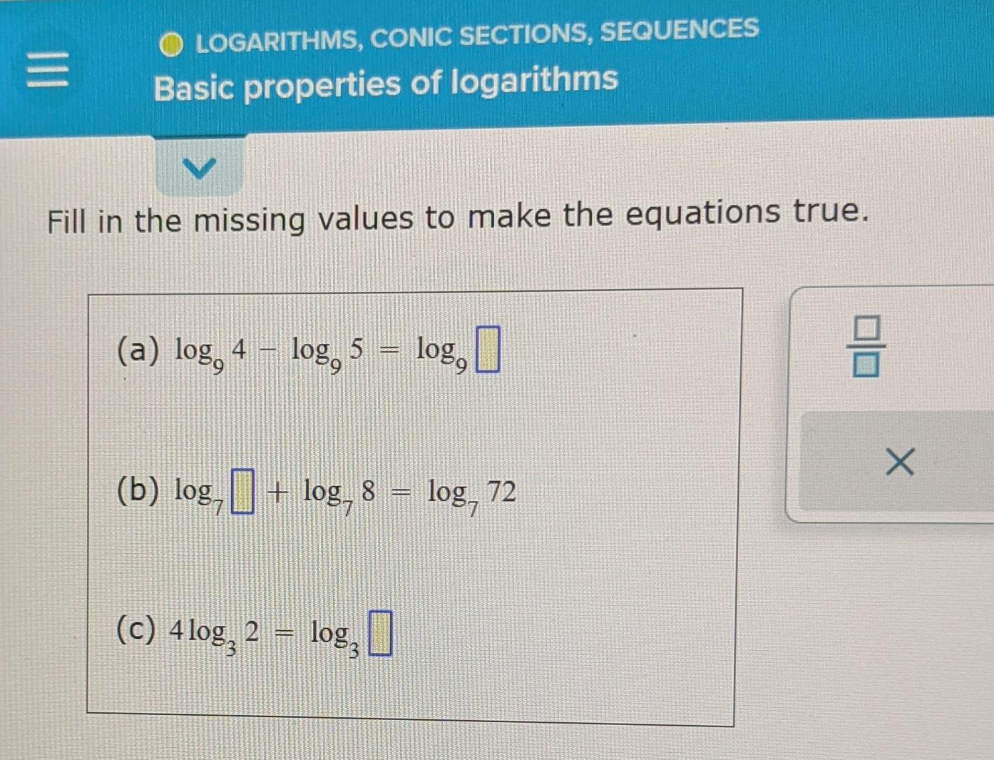 Solved Fill in the missing values to make the equations | Chegg.com
