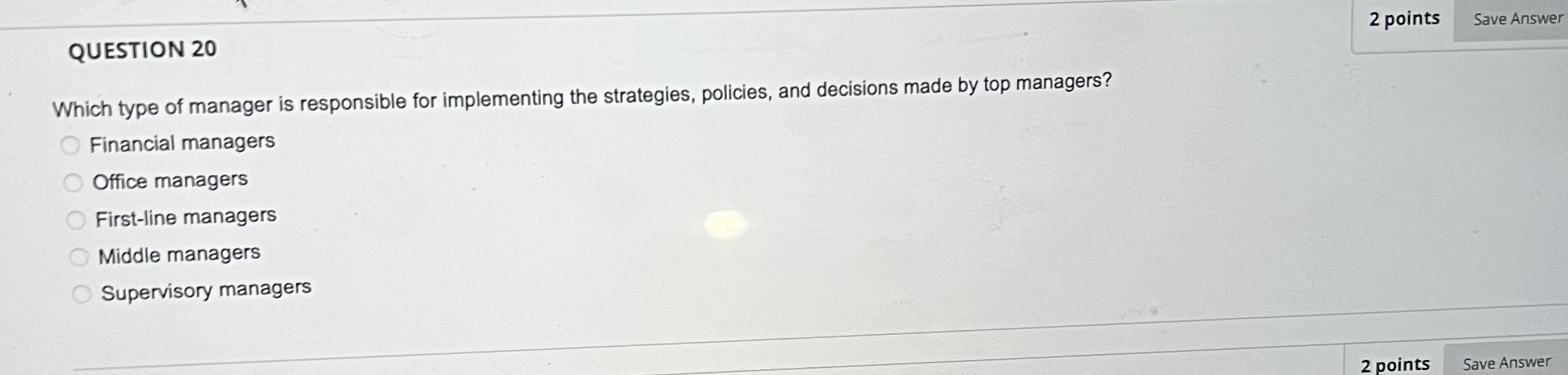 Solved QUESTION 202 ﻿pointsWhich type of manager is | Chegg.com