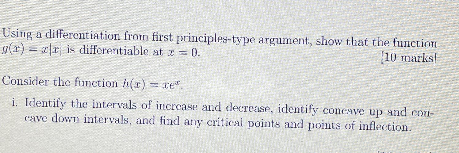 Solved Using a differentiation from first principles-type | Chegg.com