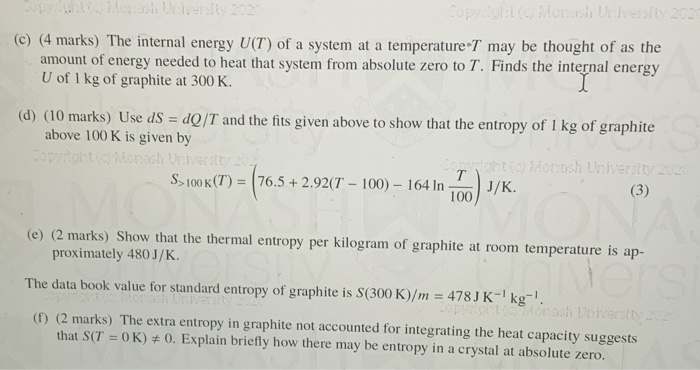 Solved 10.8 Specific heat capacity of graphite 0.7 sh | Chegg.com