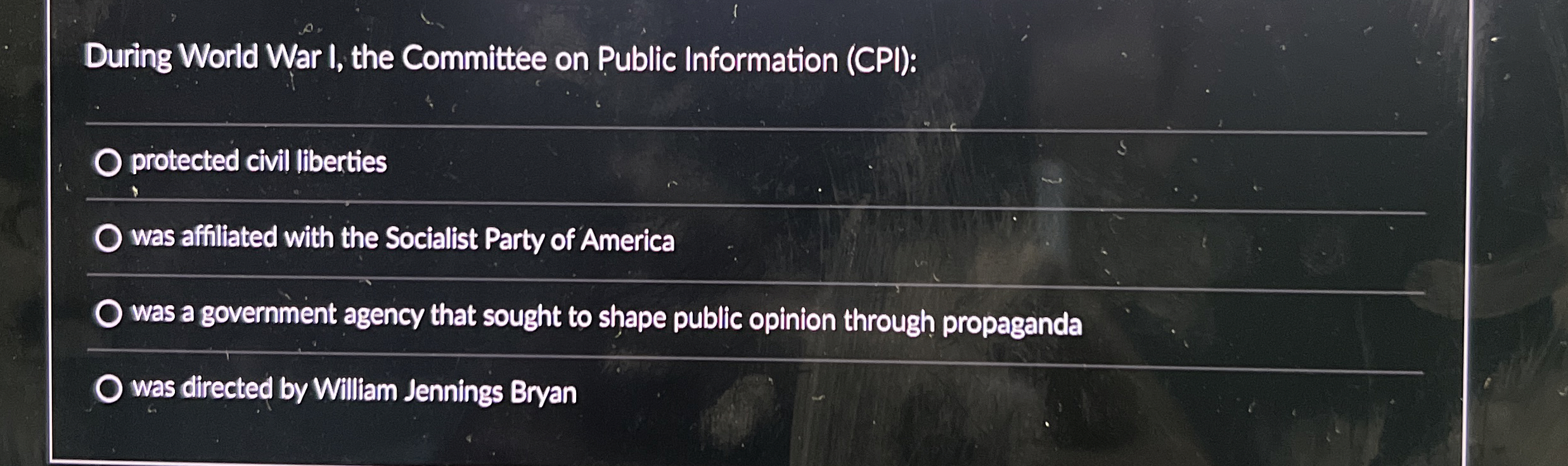 Solved During World War I, the Committee on Public | Chegg.com