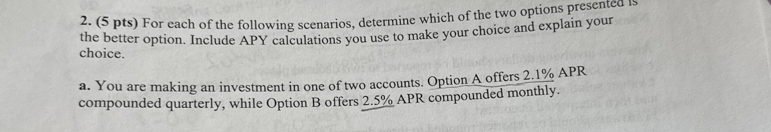 (5 ﻿pts) ﻿For each of the following scenarios, | Chegg.com