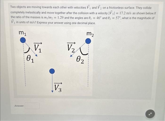 Solved Two objects are moving towards each other with | Chegg.com
