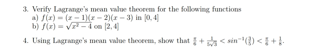 Solved Verify Lagrange's mean value theorem for the | Chegg.com