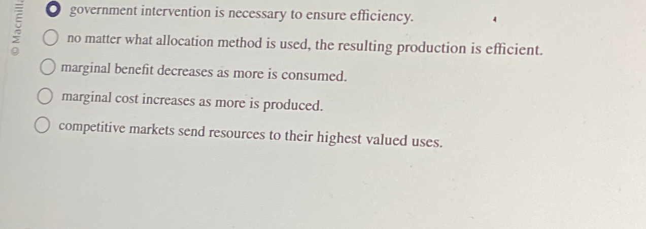 Solved government intervention is necessary to ensure | Chegg.com