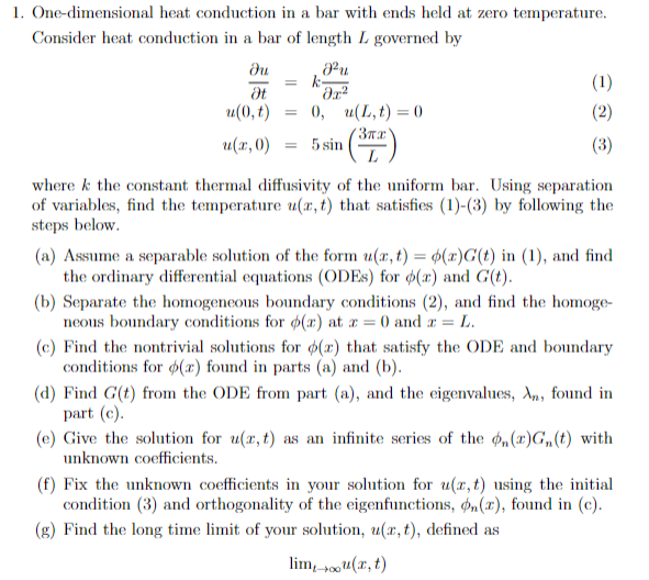 Solved One-dimensional heat conduction in a bar with ends | Chegg.com