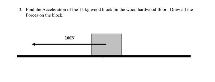 Solved 3. Find the Acceleration of the 15 kg wood block on | Chegg.com