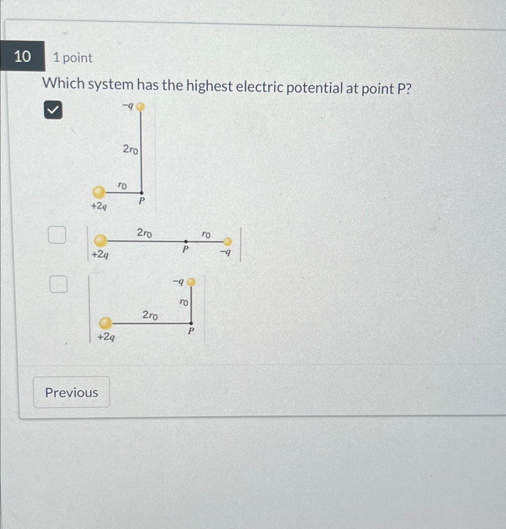 Solved 101 ﻿pointWhich system has the highest electric | Chegg.com