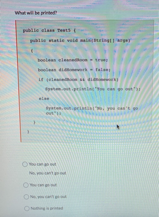 Solved Question 7 (1 point) What will be printed? public | Chegg.com