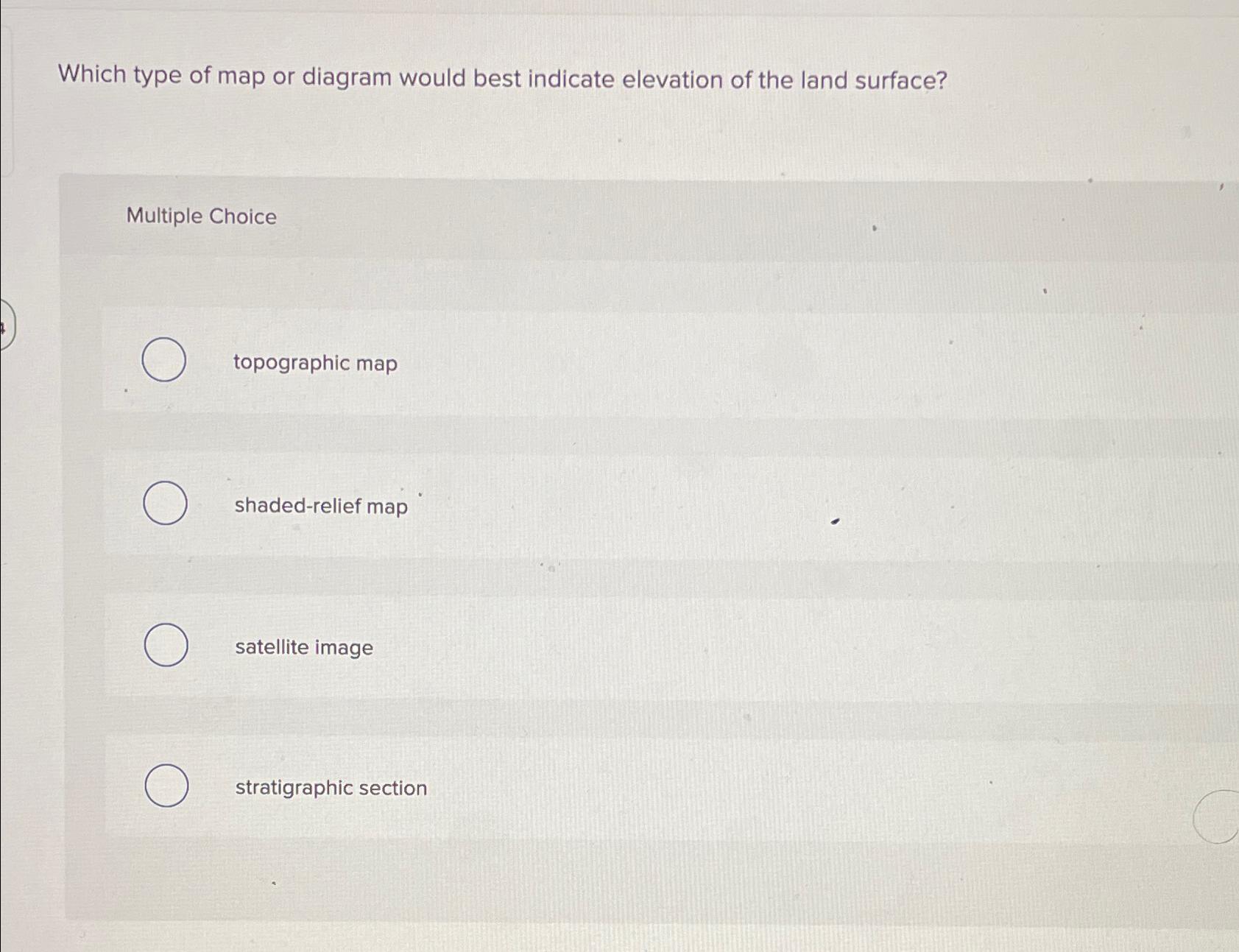 Solved Which type of map or diagram would best indicate | Chegg.com