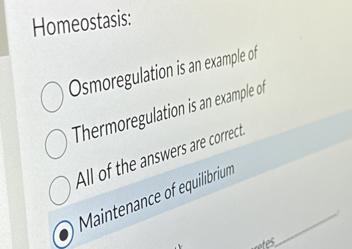 Solved Homeostasis:Osmoregulation is an example | Chegg.com