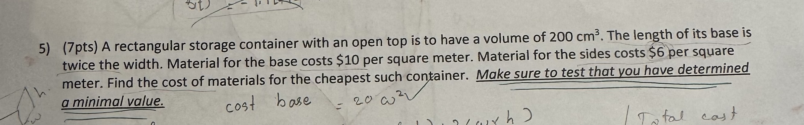 Solved (7pts) ﻿A rectangular storage container with an open | Chegg.com
