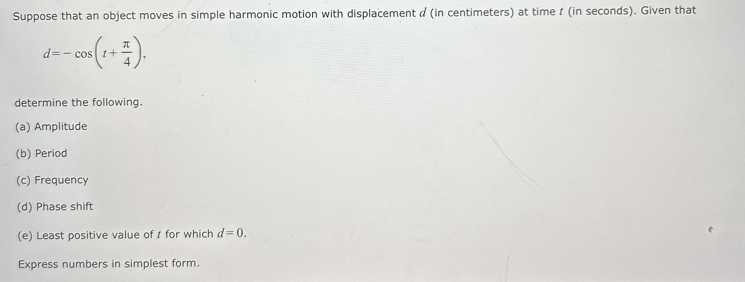 Solved Suppose that an object moves in simple harmonic | Chegg.com