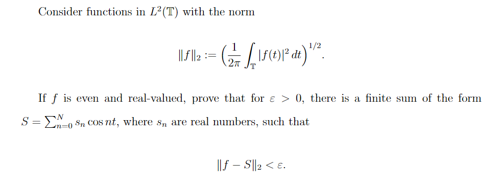 Solved Consider functions in L2(T) ﻿with the | Chegg.com