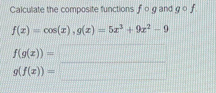 Solved Calculate the composite functions f∘g and g∘f | Chegg.com