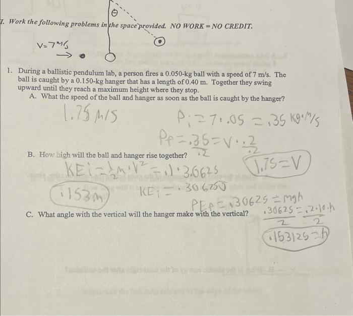 Solved I got a height of .1513125m, how do I find the angle? | Chegg.com