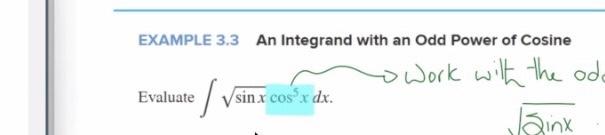 Solved EXAMPLE 3.3 An Integrand with an Odd Power of Cosine | Chegg.com