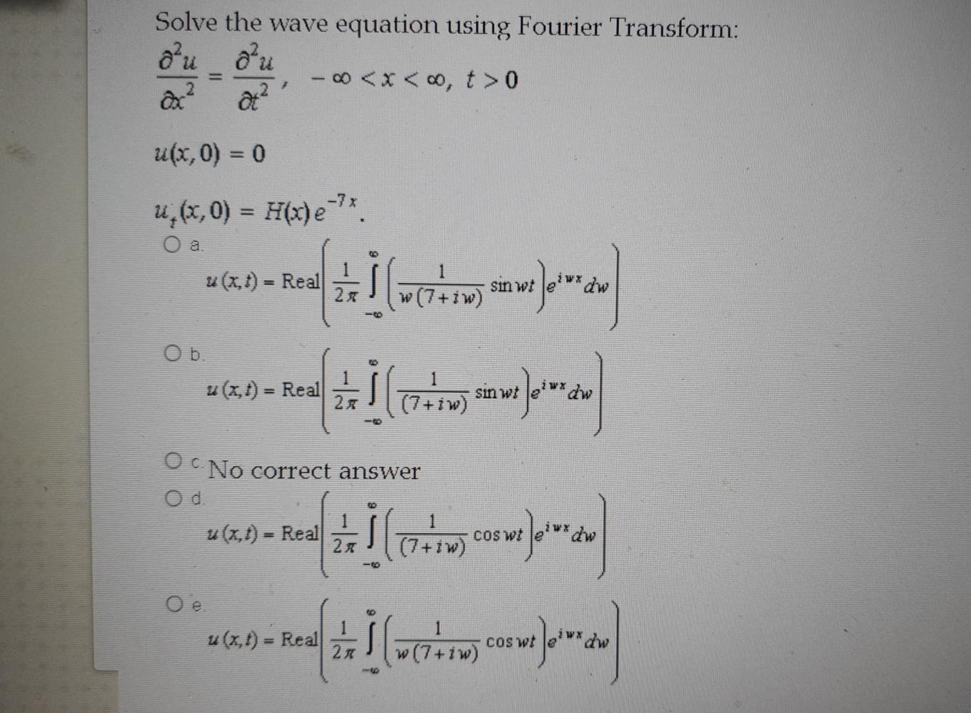 Solved Solve the wave equation using Fourier Transform: 2²u | Chegg.com