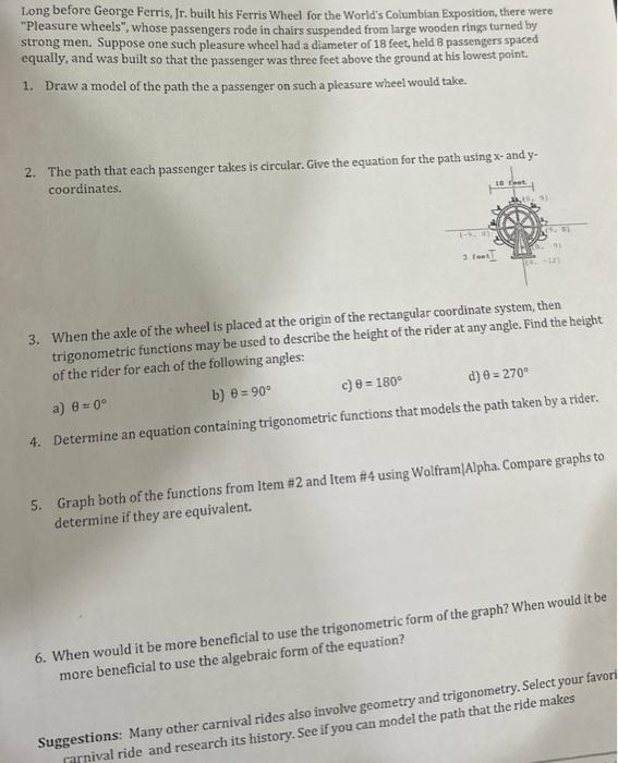 Solved L.ong before George Ferris, Ir. built his Ferris | Chegg.com