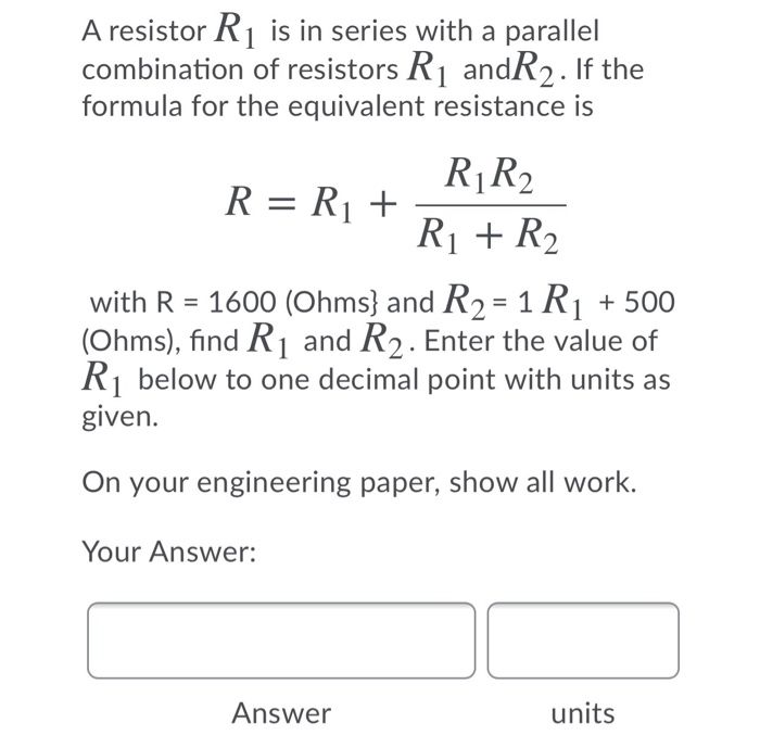 Solved A resistor R1 is in series with a parallel | Chegg.com