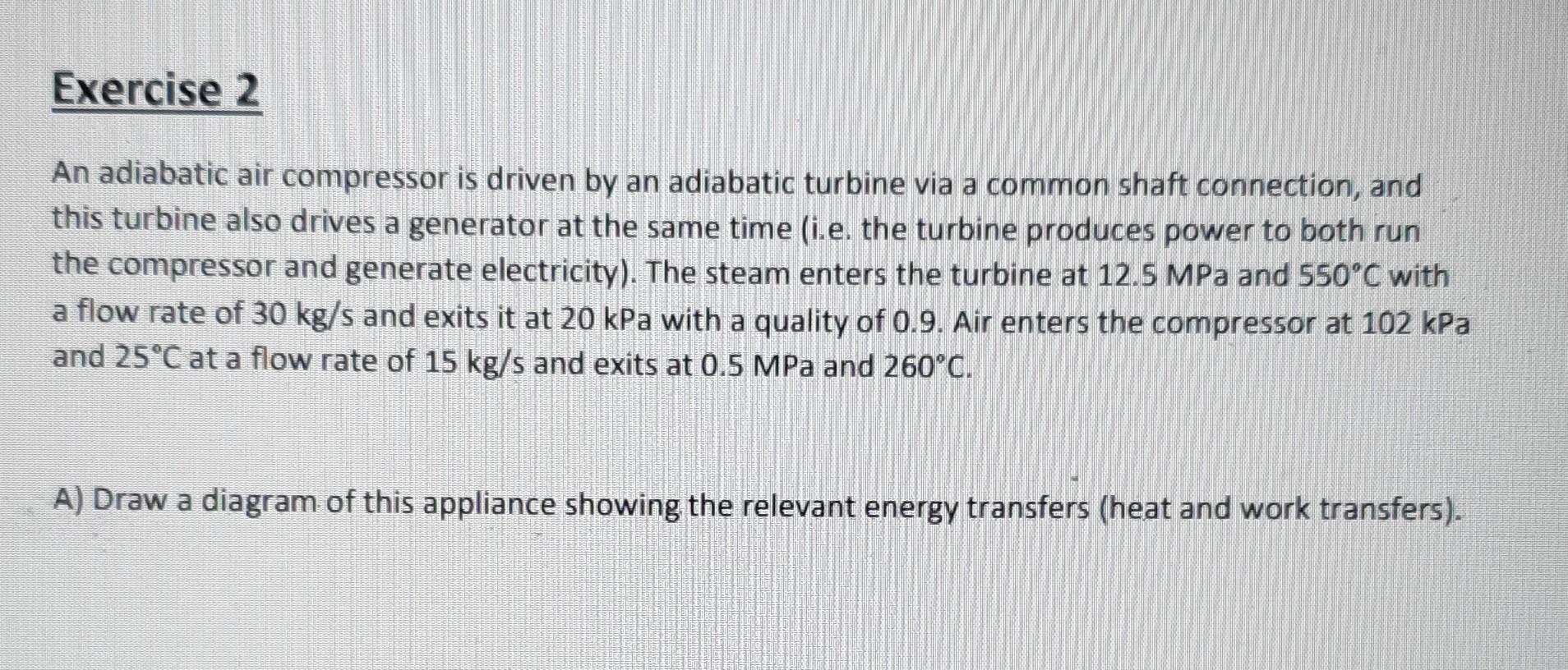 Solved An adiabatic air compressor is driven by an adiabatic | Chegg.com