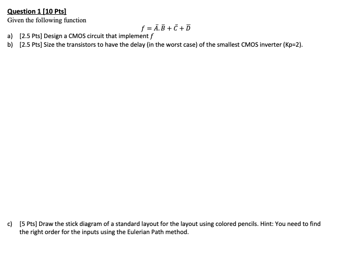 Solved Question 1 [10 ﻿Pts]Given the following | Chegg.com