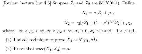 Solved [Review Lecture 5 ﻿and 6] ﻿Suppose Z1 ﻿and Z2 ﻿are | Chegg.com