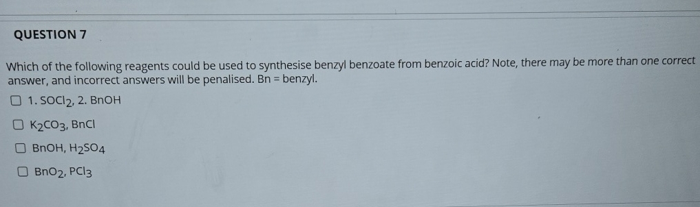 Solved QUESTION 7Which of the following reagents could be | Chegg.com