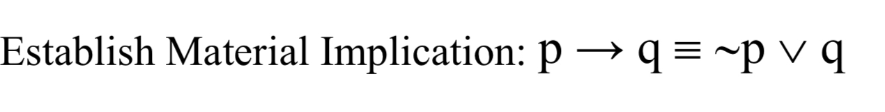 Solved Establish Material Implication: p→q≡∼pvv, ﻿how do you | Chegg.com
