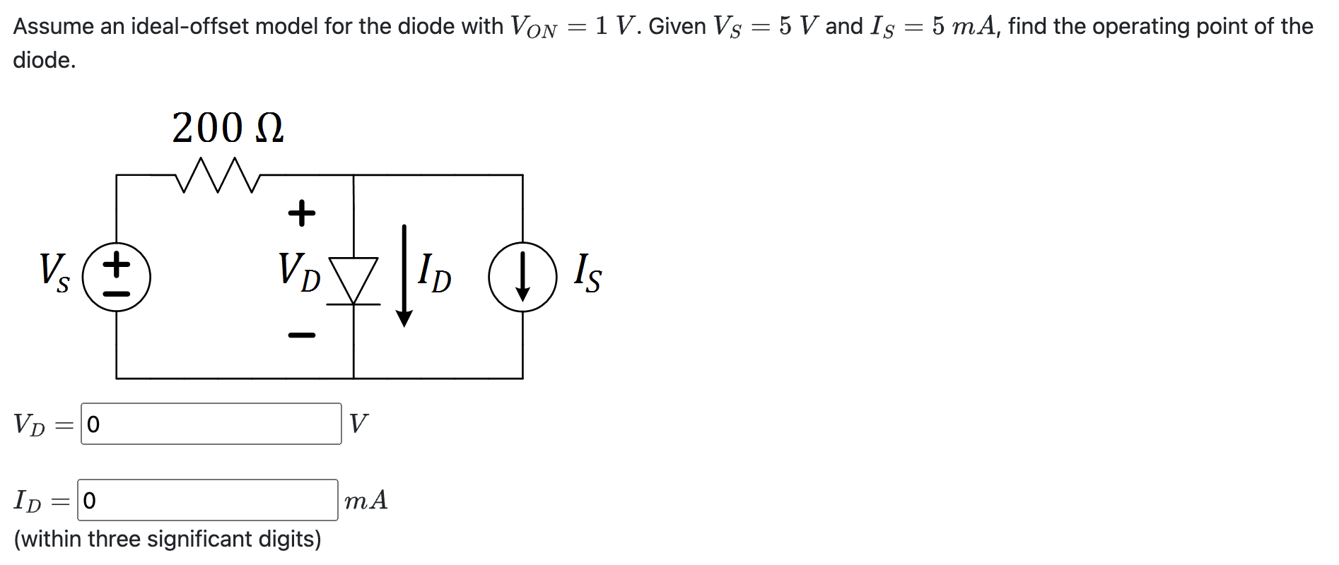 Solved Assume an ﻿ideal-offset model for the diode with | Chegg.com