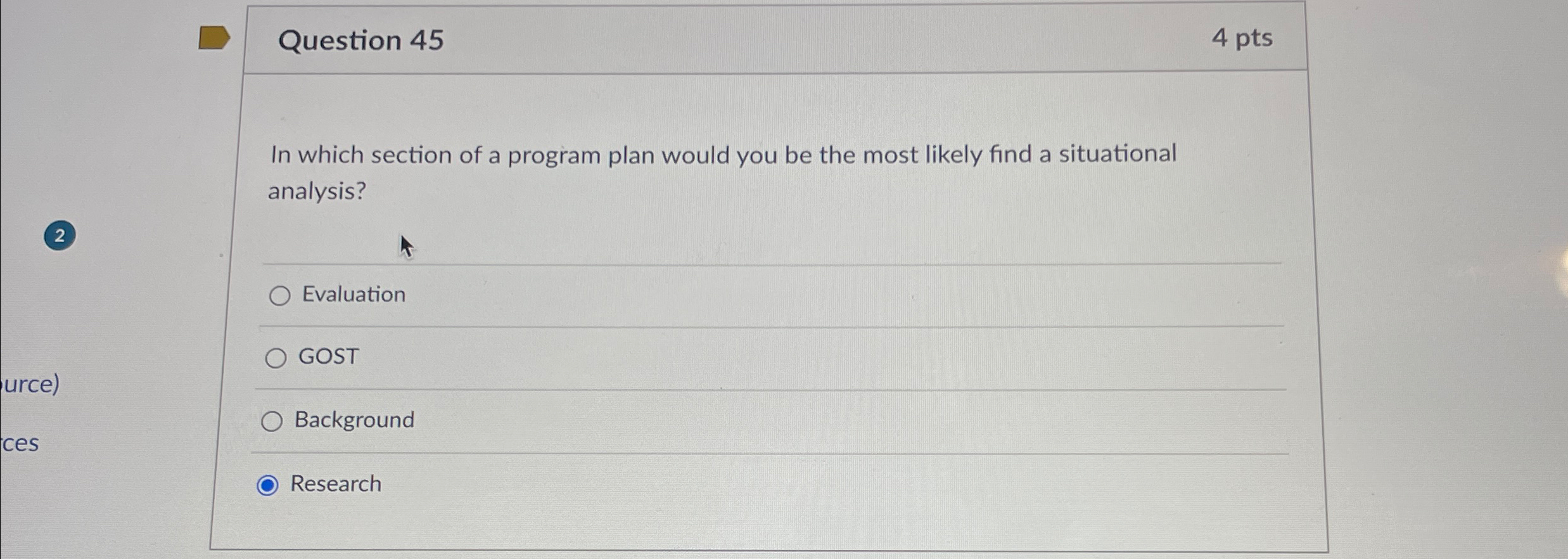 Solved Question 454 ﻿ptsIn which section of a program plan | Chegg.com