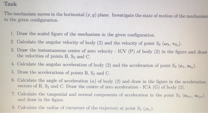 Task The mechanism moves in the horizontal (x, y) | Chegg.com
