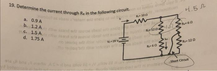 Solved 19. Determine the current through R4 in the following | Chegg.com