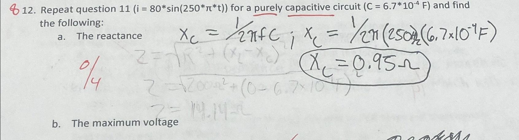 Solved Repeat question ) ﻿for a purely capacitive circuitit | Chegg.com