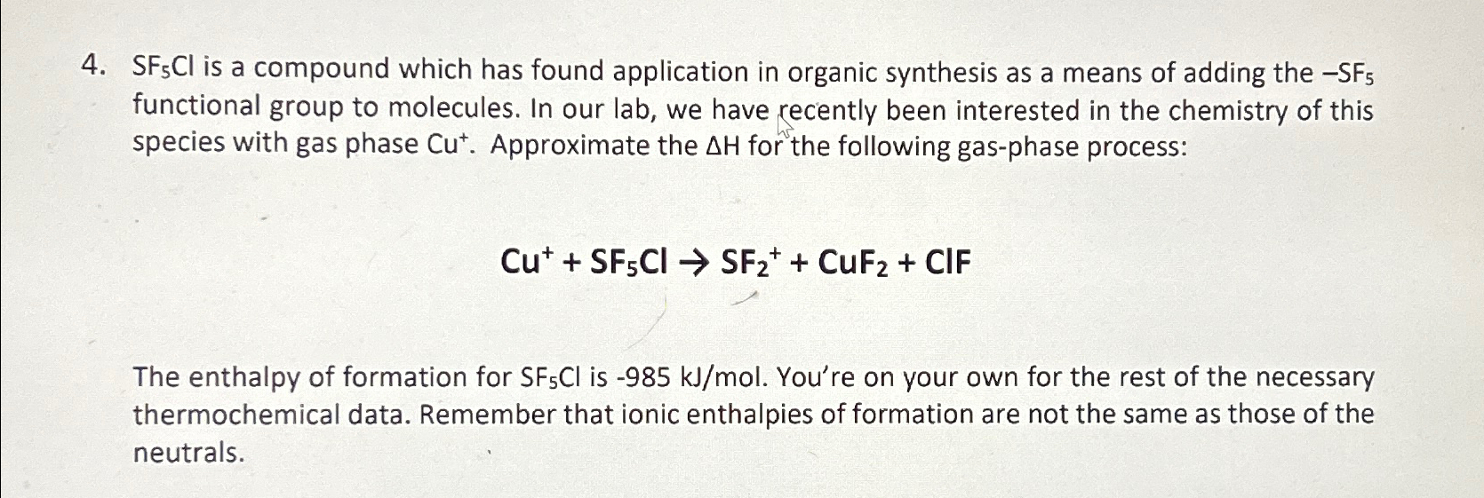 SF5Cl ﻿is a compound which has found application in | Chegg.com
