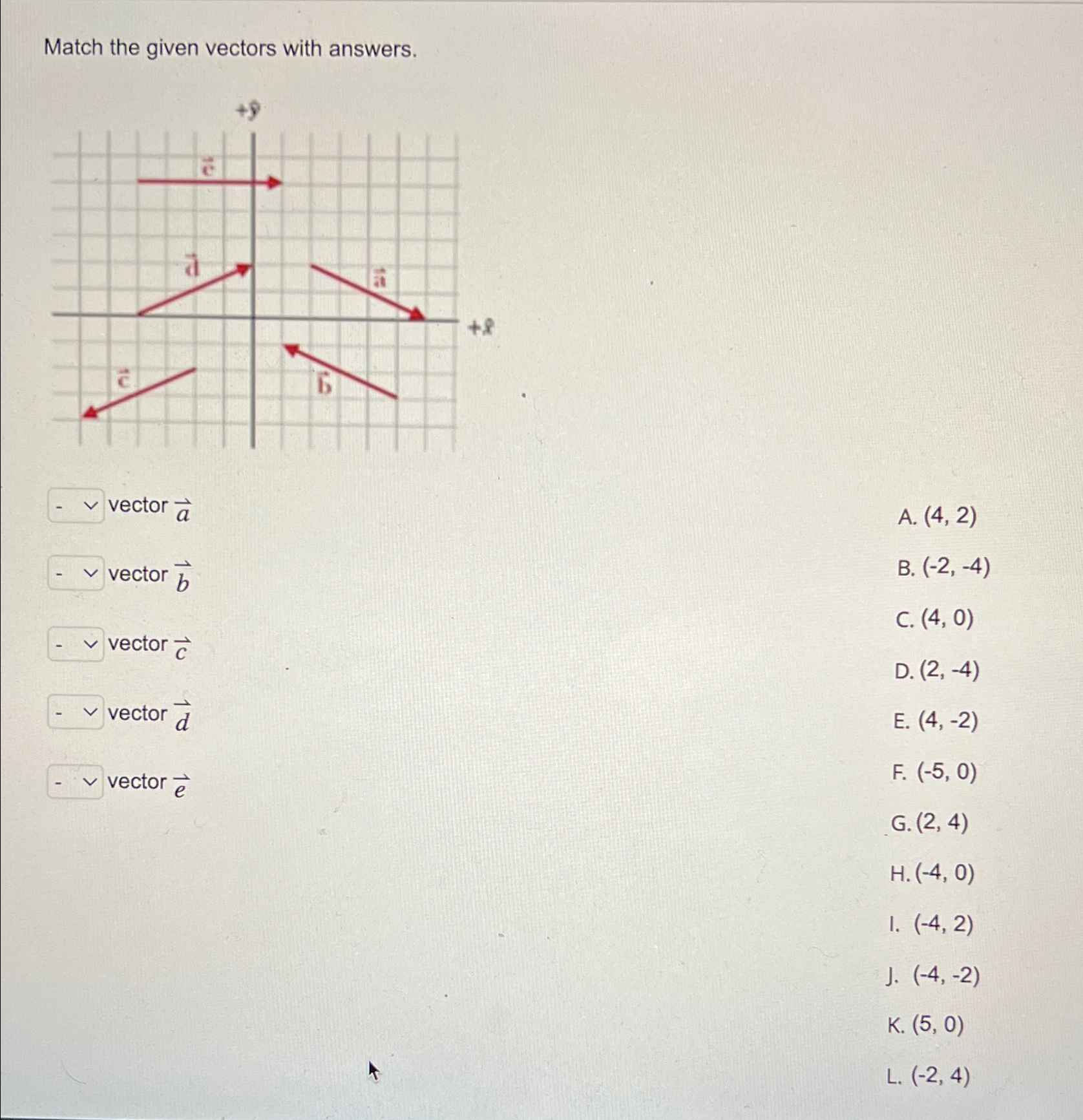 Solved Match the given vectors with answers.vector | Chegg.com