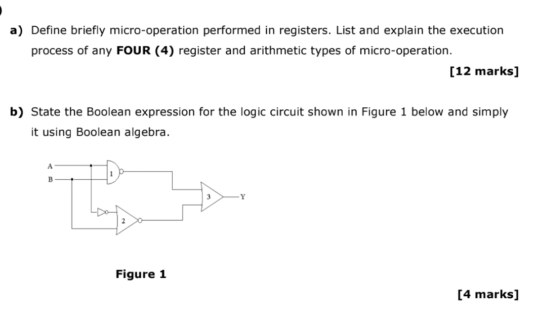 Solved a) Define briefly micro-operation performed in | Chegg.com