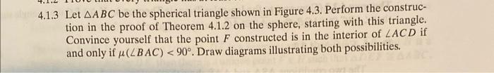 4.1.3 Let ABC be the spherical triangle shown in | Chegg.com