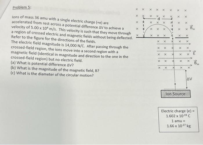 Solved Ions of mass 36 amu with a single electric charge | Chegg.com